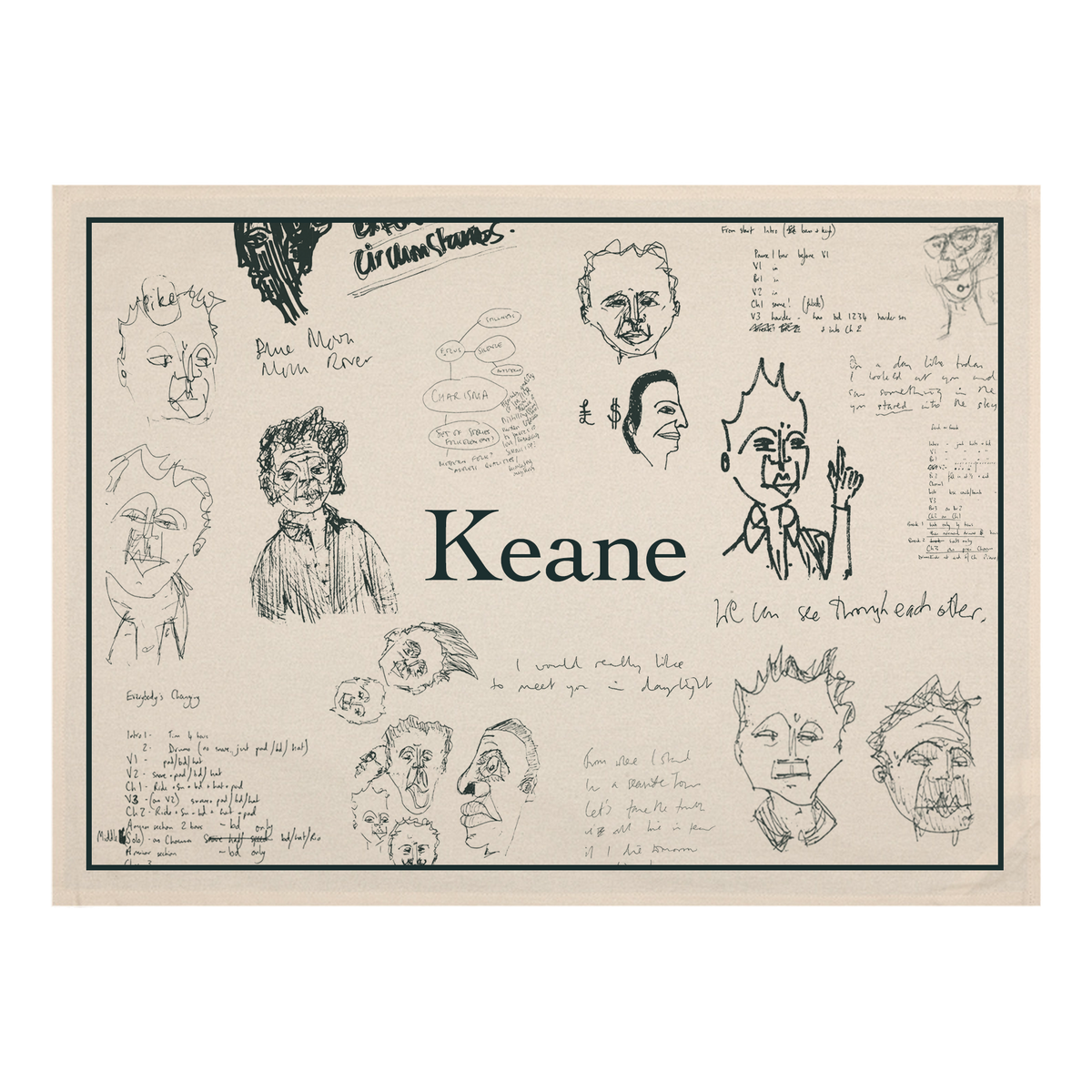Doodles and Illustrations Tea Towel - Keane